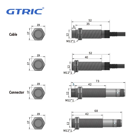 Buy Gtric Long Range Metal Proximity Switch M12 Non-flush 12v Dc Pnp Elevator Inductive ...