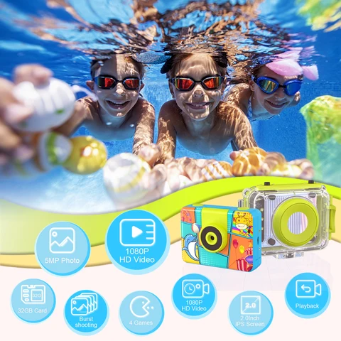 Buy Ipx67 Waterproof Waterproof Kids Digital Camera With 180 Rotatable ...