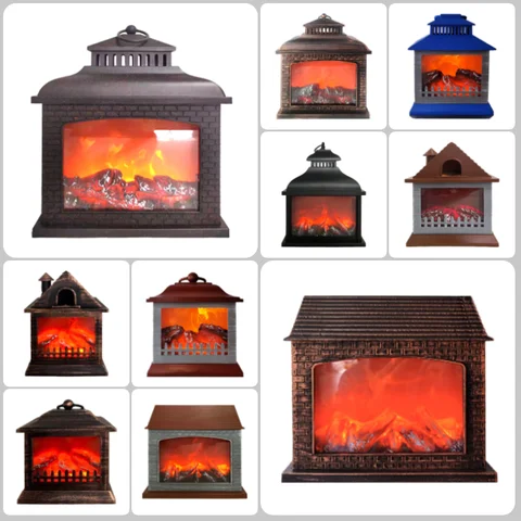 Buy Lantern Fireplace Artificial Decor Flameless Portable Chimney Log ...