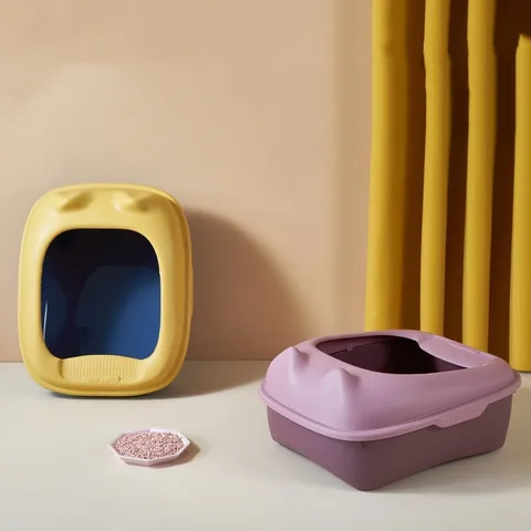 Buy Multi-color Cat Litter Basin Toilet Semi- Enclosed Cat Litter Box ...