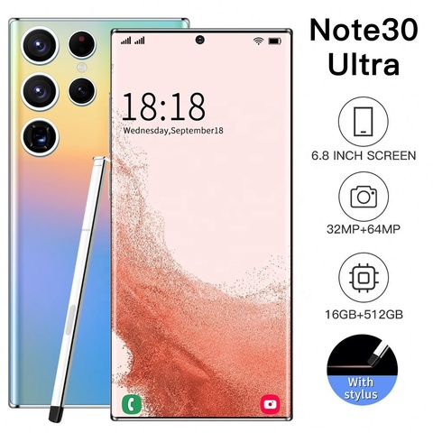 Buy Original Note30 Uitra Android 12 Cell Phone 5g Original 6.8 Inch ...