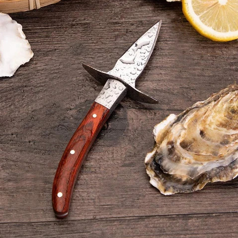 Buy Stainless Steel Oyster Shucking Knife With Leather Sheath Clam ...