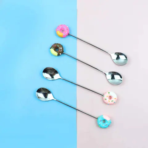 Buy Stainless Steel Stirring Spoon Cute Donut Coffee Spoon Small ...