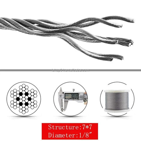 Buy String Lights Hanging Wire 450ft 1/8" Deck Railing Aircraft Cable ...