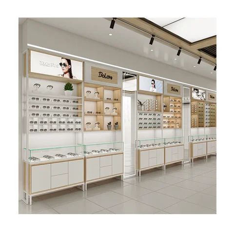Buy Wooden Optical Shop Counter Design Eyeglass Display Cabinet Display ...