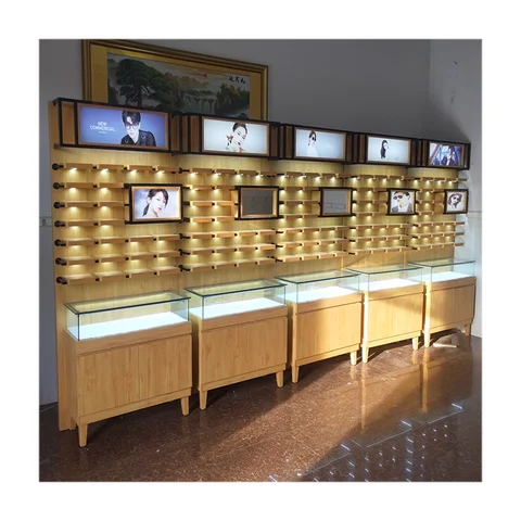 Buy Wooden Optical Shop Counter Design Eyeglass Display Cabinet Display ...