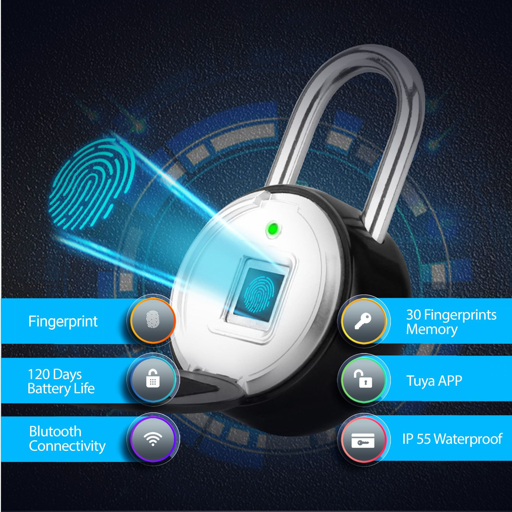 Buy Smart Padlock Keyless Fingerprint Anti-theft Usb Rechargeable ...