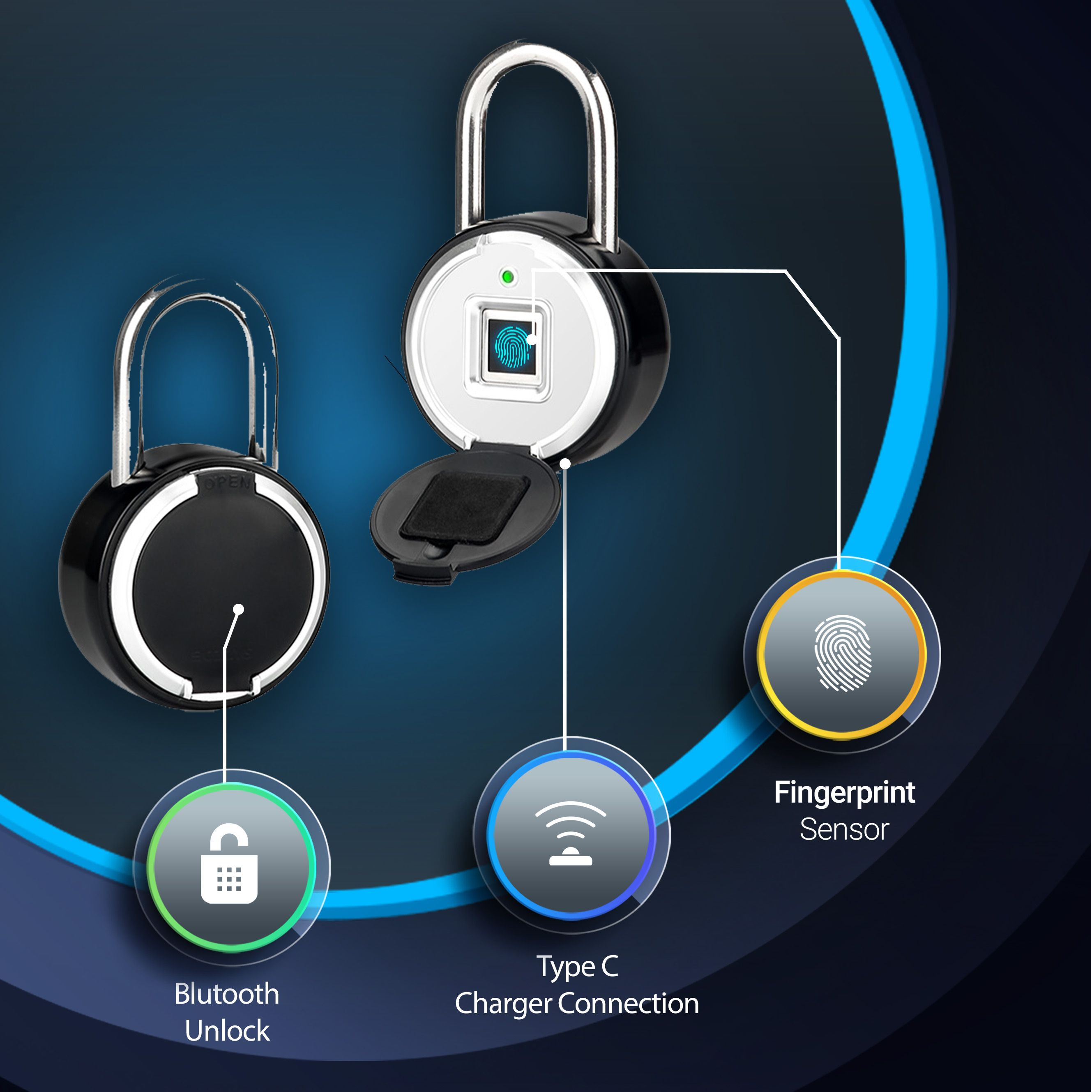 Buy Smart Padlock Keyless Fingerprint Anti-theft Usb Rechargeable ...