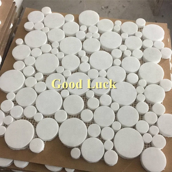 Buy 12"x12" Thassos White Bubble Round Paramount Mosaic Tile Polished ...