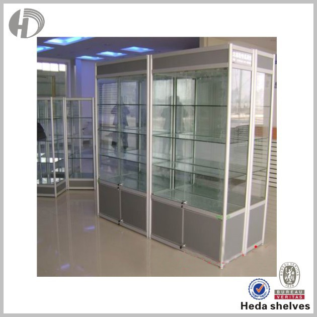 Buy Aluminium Free Standing Glass Jewelry Display Cabinet With Led ...