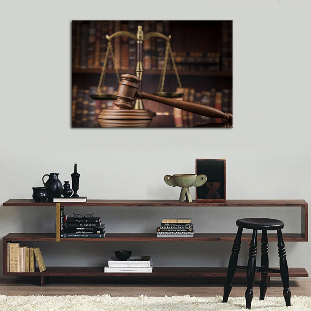 Buy Canvas Walll Art Wooden Gravel Scale Of Justice Laywer Office Decor ...