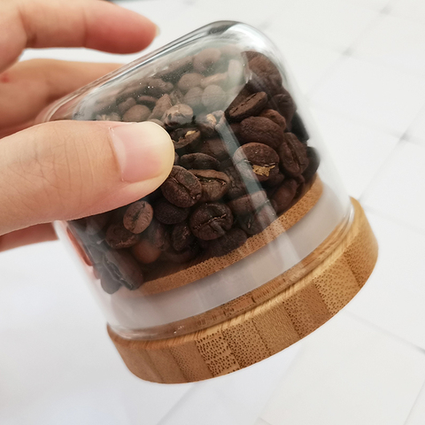 Buy Delicate Round Bottom Small Glass Jar With Bamboo Cover from Hebei ...