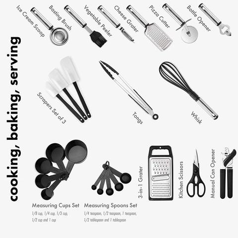 Buy Factory 42pc Kitchen Utensil Set - Nylon & Stainless Steel Cooking ...