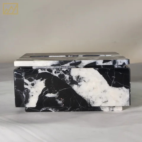 Buy Luxury Modern Custom Black Marble Stone Tissue Box Hotel Bathroom ...