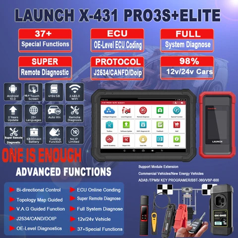 Buy Professional Launch X431 Pro3s Elite Obd2 Scanner Tool Key Ecu Program Coding With Prog3 ...