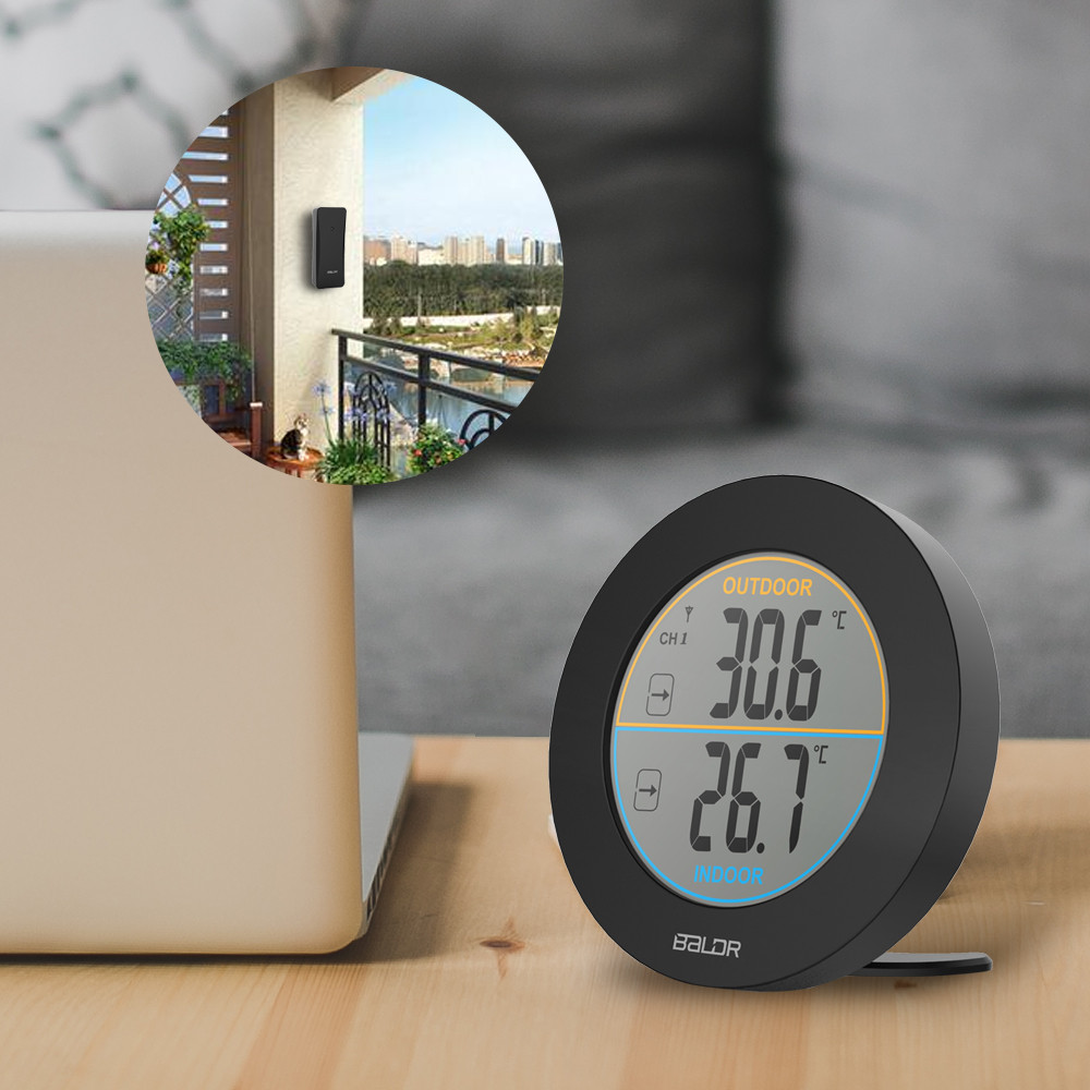 Buy Round Digital Indoor Mini Wireless Outdoor Thermometer Table Desk ...