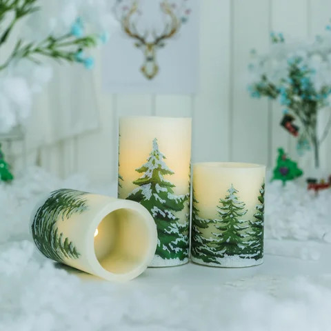 Buy Senmasine Remote Control Flickering Wick Real Pillar Wax Led ...