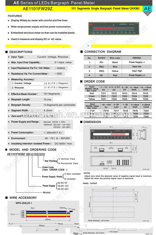 Buy Supply 101 Segments Bar Graph Panel Meter Led Bar Display Digital ...