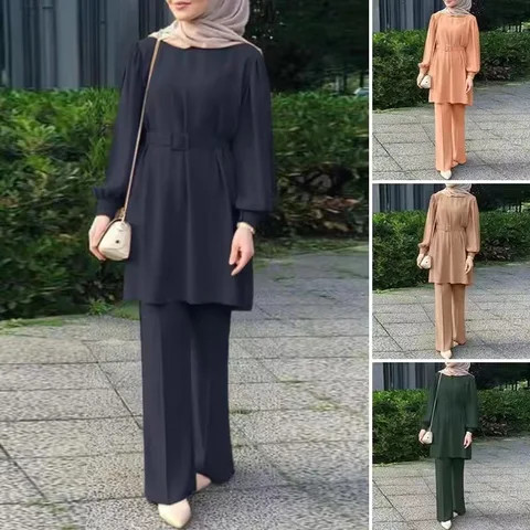 Buy Wholesale Islam Clothes Arab Suit Solid Color 2 Pieces Women Muslim ...