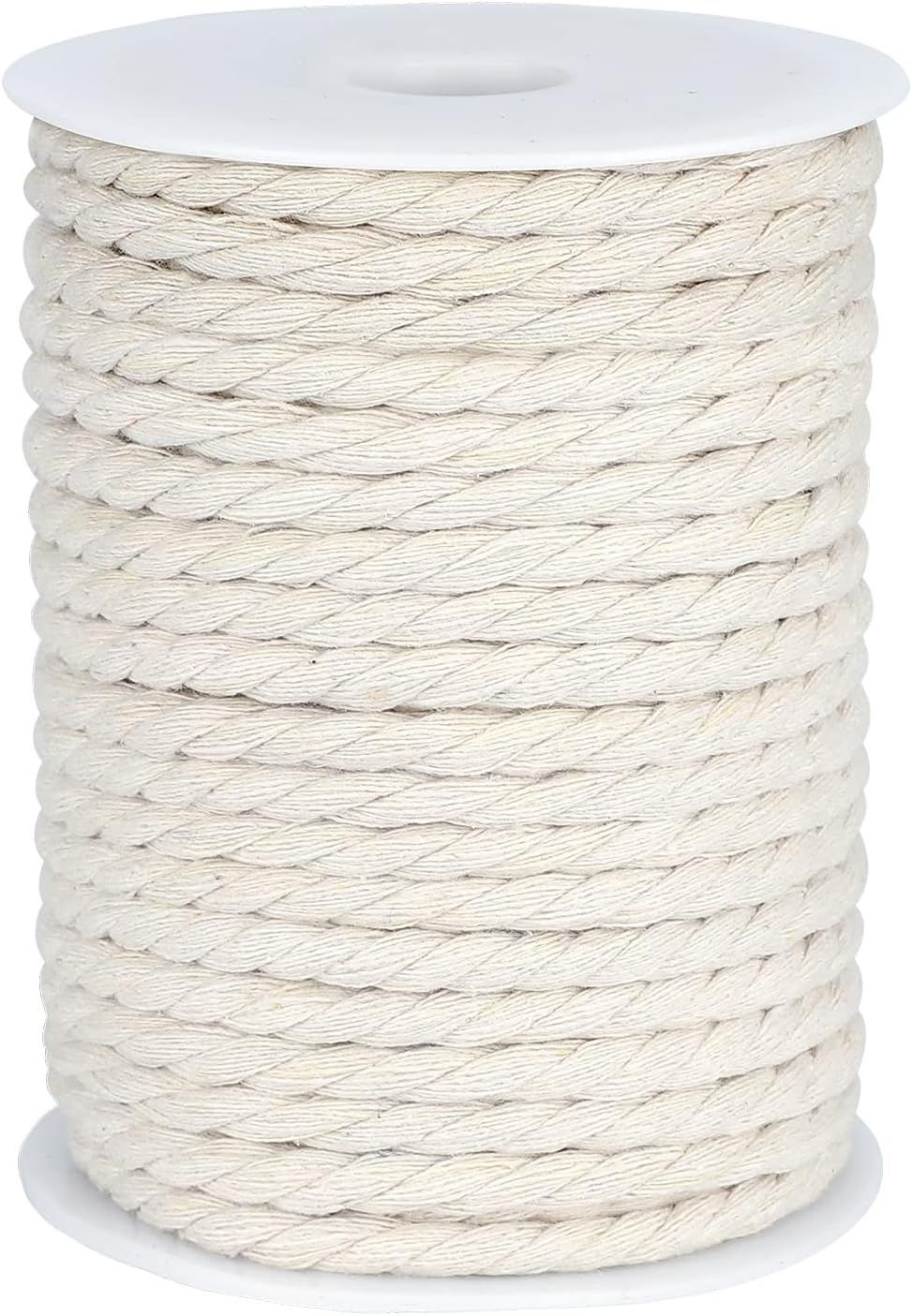 Buy 8mm X 21 Yard Natural White Cotton Macrame Rope,3 Strand Twisted ...