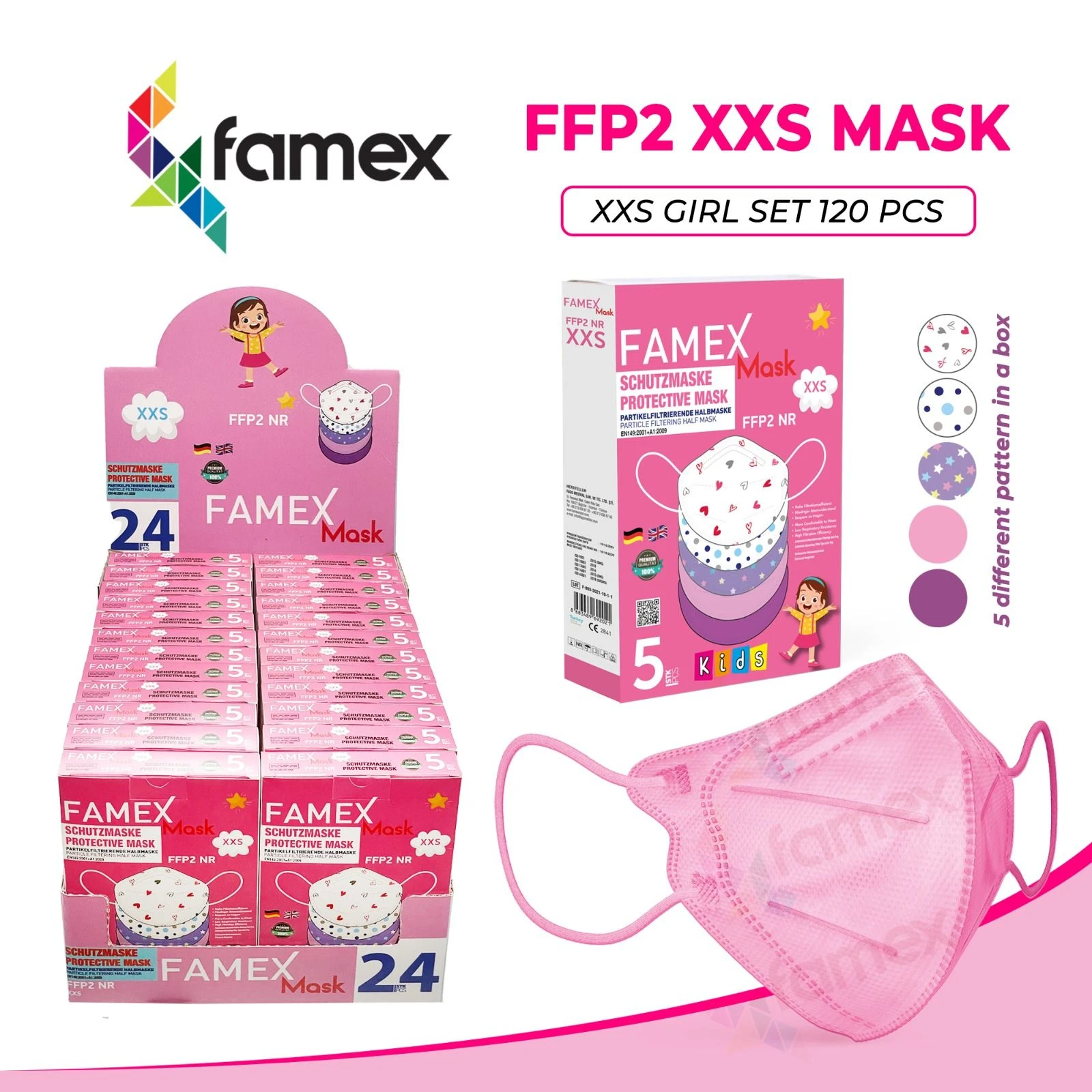 Buy Famex Ffp2 ; Kids 5-piece Set (with Stand) -girl from FAMEXMASK ...