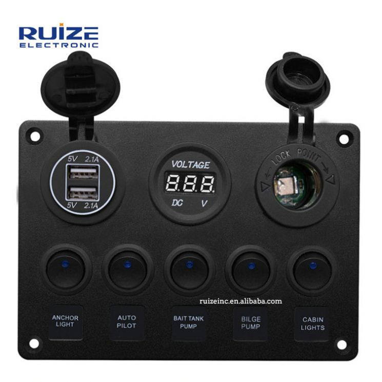 Buy 12v 24v Inline Fuse Box Led Rocker Switch Panel 2 Usb Charger ...