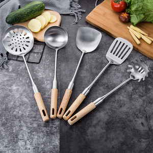 Buy 5 Pieces Stainless Steel Wooden Handle Kitchen Tools Wooden Handle ...
