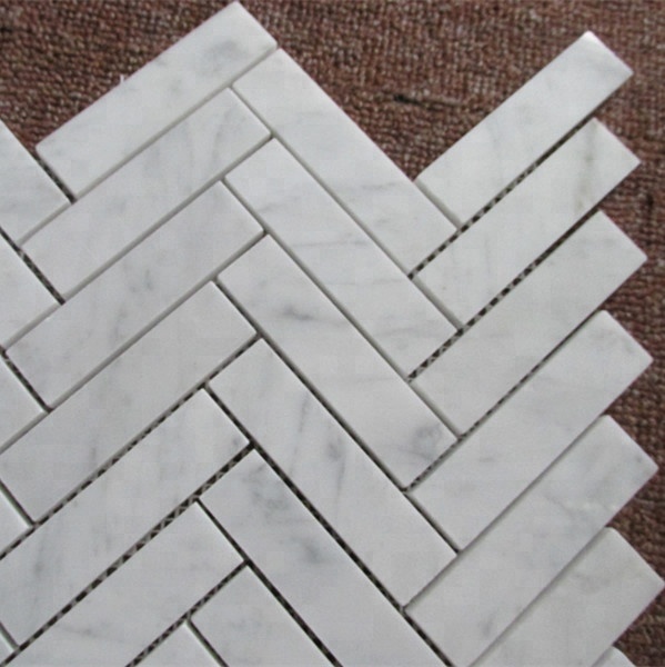 Buy Carrara Marble Herringbone Shape Polished Wall And Floor Tile ...