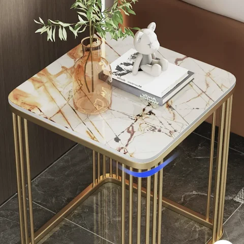 Buy Explosive Models Luxury Gold Metal Frame Living Room Side Table Square Marble Top Coffee ...