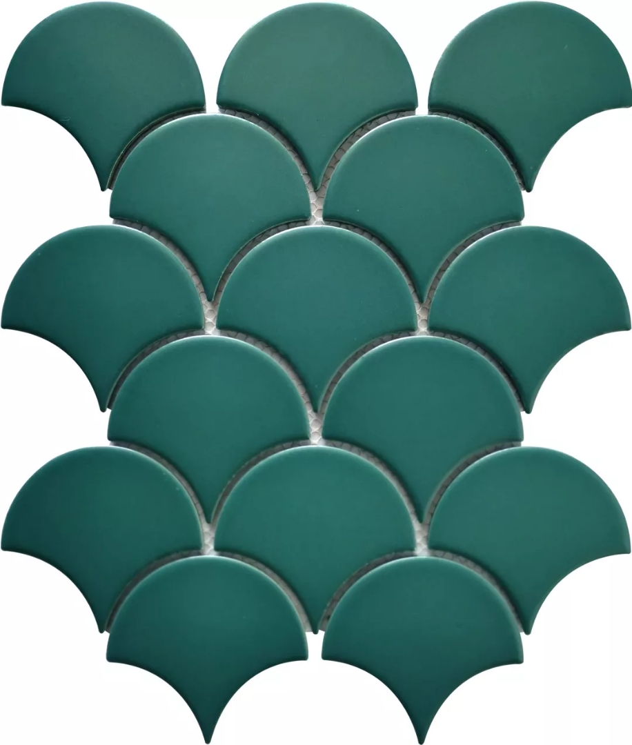 Buy Fan Shape Fish Scale Blue Ice Cracked Ceramic Mosaic For Swimming ...