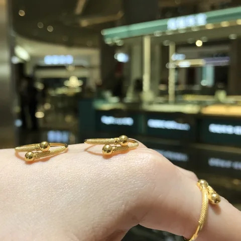 Buy Lerca 2024 Wholesale Customized 18k Solid Gold Geometric Bead Ring ...