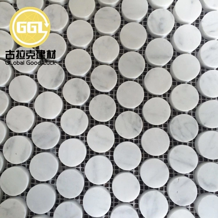 Buy Penny Round Italian White Marble Mosaic Tile For Floor And ...