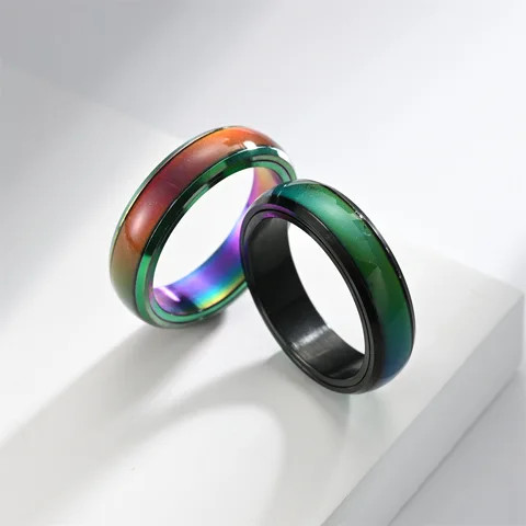 Buy Rebecca 6mm Wide Stainless Steel Mood Discoloration Ring Relieve ...