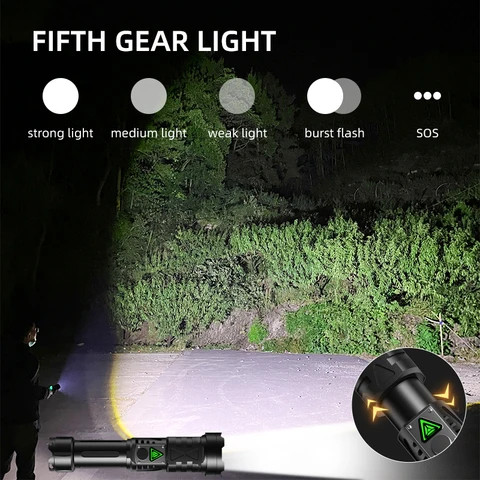 Buy Self Defense Flashlight Tactical Zoom Super Bright Led Rechargeable ...