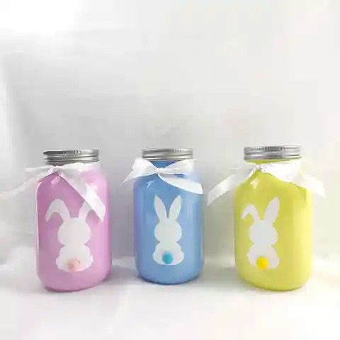 Buy Spraying Colored Designed Mason Jar Easter Rabbit Bunny Candy Jar ...