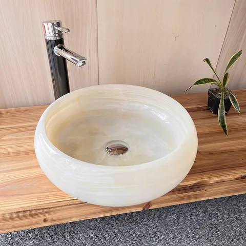 Buy White Jade Onyx Countertop Sink Bathroom Vanity Basin Polished ...