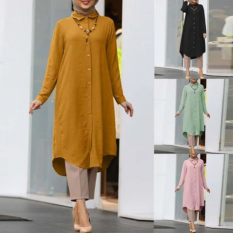 Buy Wholesale Islamic Clothing Muslim Tops Button Loose Muslim Shirt ...