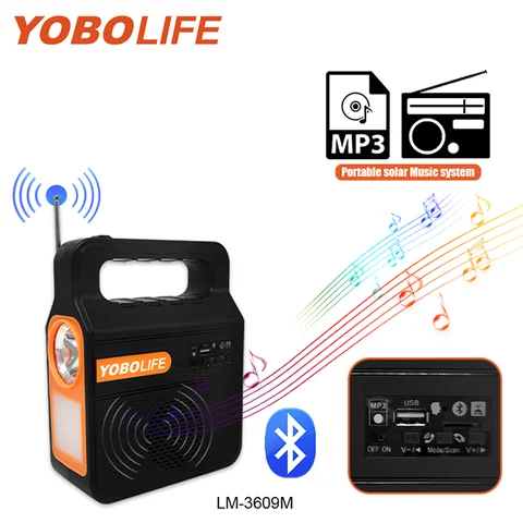Buy Yobolife Lm-3609m Solar Power Energy System Mp3 Bluetooth Radio ...
