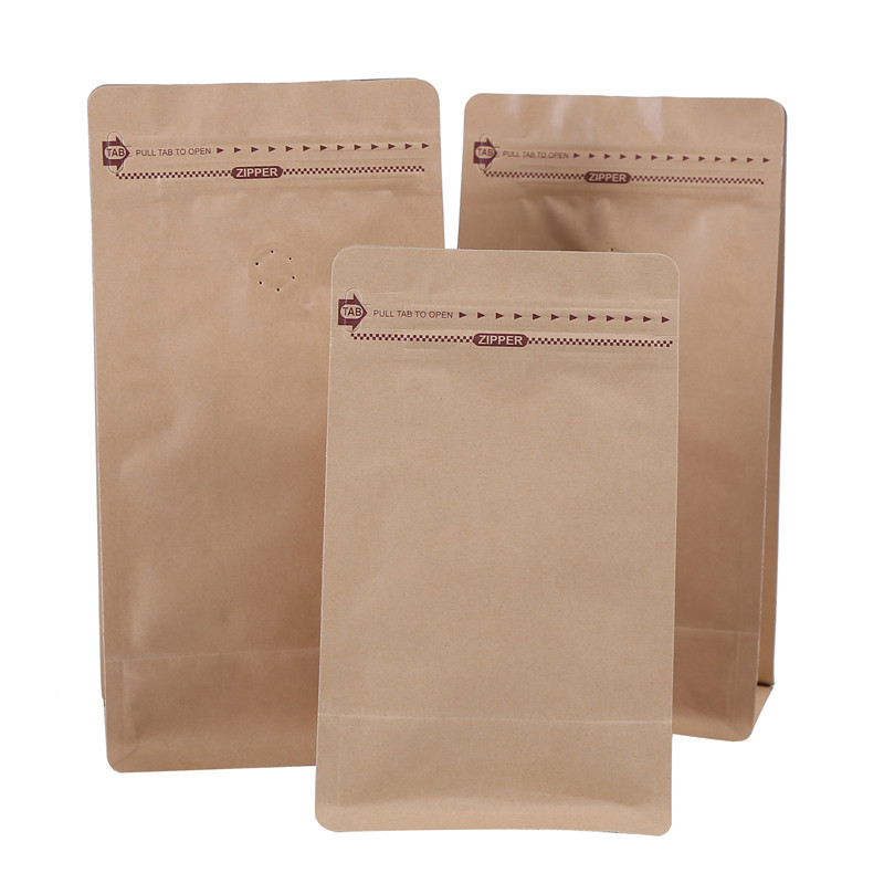 Buy Zipper Kraft Paper Bag, Flat Bottom Tea Coffee Powder, Paper Bag ...