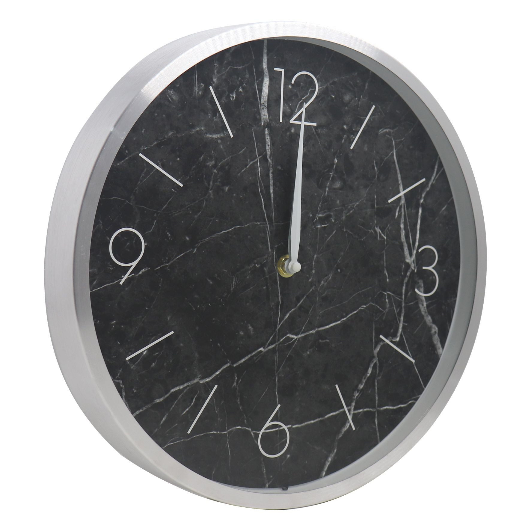 Buy Silver Framed Marble Clock Face Plastic Wall Clock130-206345 from ...