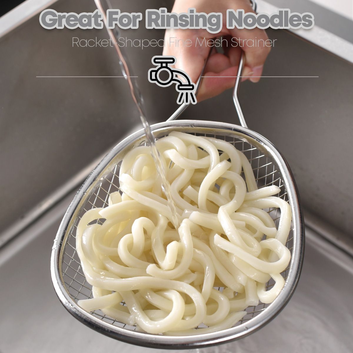 Buy Sus304 Stainless Steel Food Strainer, Coarse Mesh, Ergonomic Handle ...