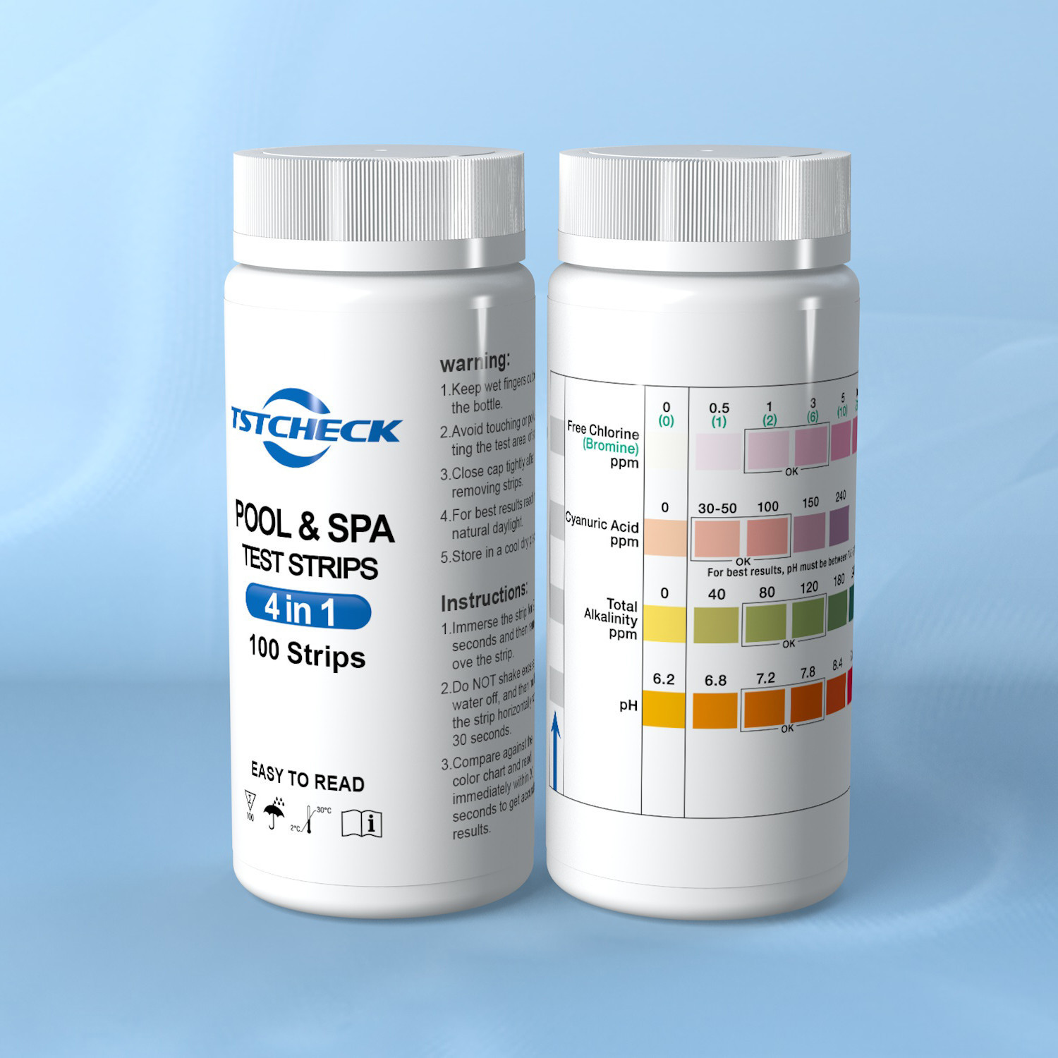 Buy 4 Parameters Swimming Pool / Spa Water Test Strip from Jilin Test ...