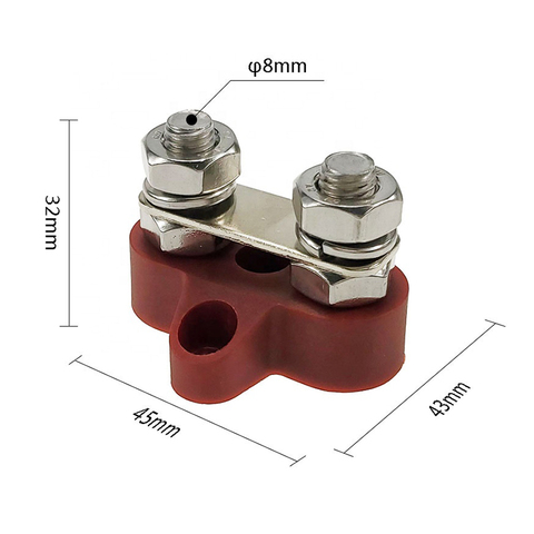 Buy Battery Power Distribution Terminal Block Set 48v Dc 80a M8 Dual Studs Bus Bar Ground ...