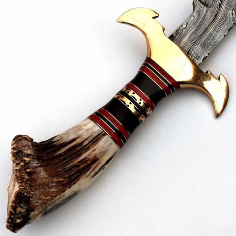 Buy Custom Hand Made Wazirabad Damascus Steel Swords With Stag Handle ...