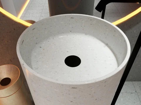 Buy Cylindrical Integrated Pedestal Basin Bathroom Vanity Basin ...