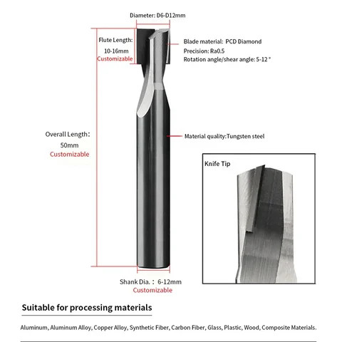Buy Diamond Spiral Milling Cutter Pcd End Mill Engraving Slotting Cnc ...