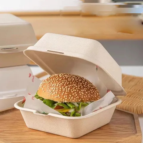Buy Disposable Bento Box Hamburger Plate Paper Pulp Lunch Box Cake Box ...