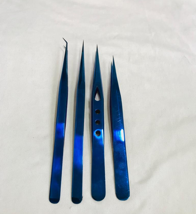 Buy Eyelashes Extension Tweezers Blue Plasma Color Tweezers For Volume ...