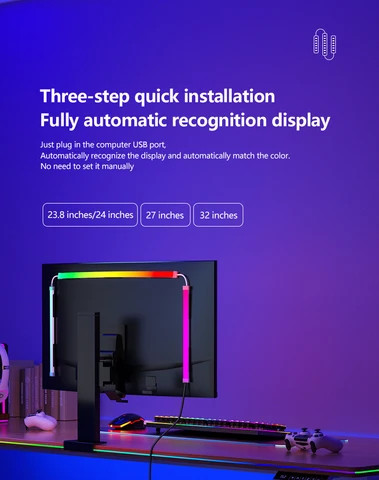 Buy Gaming Room Decoration Rgb Color Changing Computer Display Monitor ...