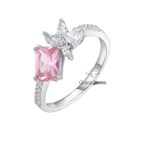 Buy Grace Jewelry Cute Classic Rose Flower Pink Stone Luxury Jewelry ...